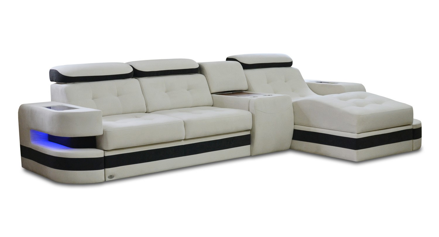 Диван угловой Парламент с оттоманкой (ТТ), с приставкой, подсветкой и ...